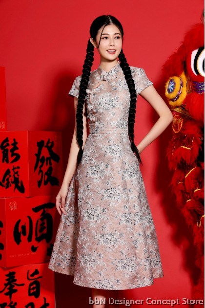 Flared Cheongsam Midi Dress MK Glamour at bbN Designer Concept Store