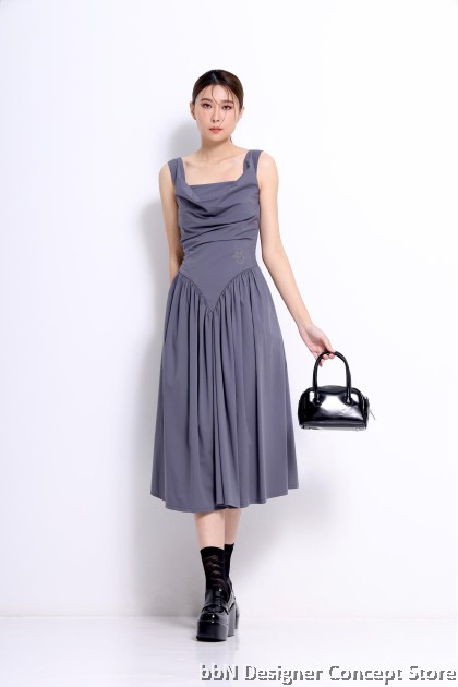 Draped Neckline Midi Sundress MK Glamour at bbN Designer Concept Store