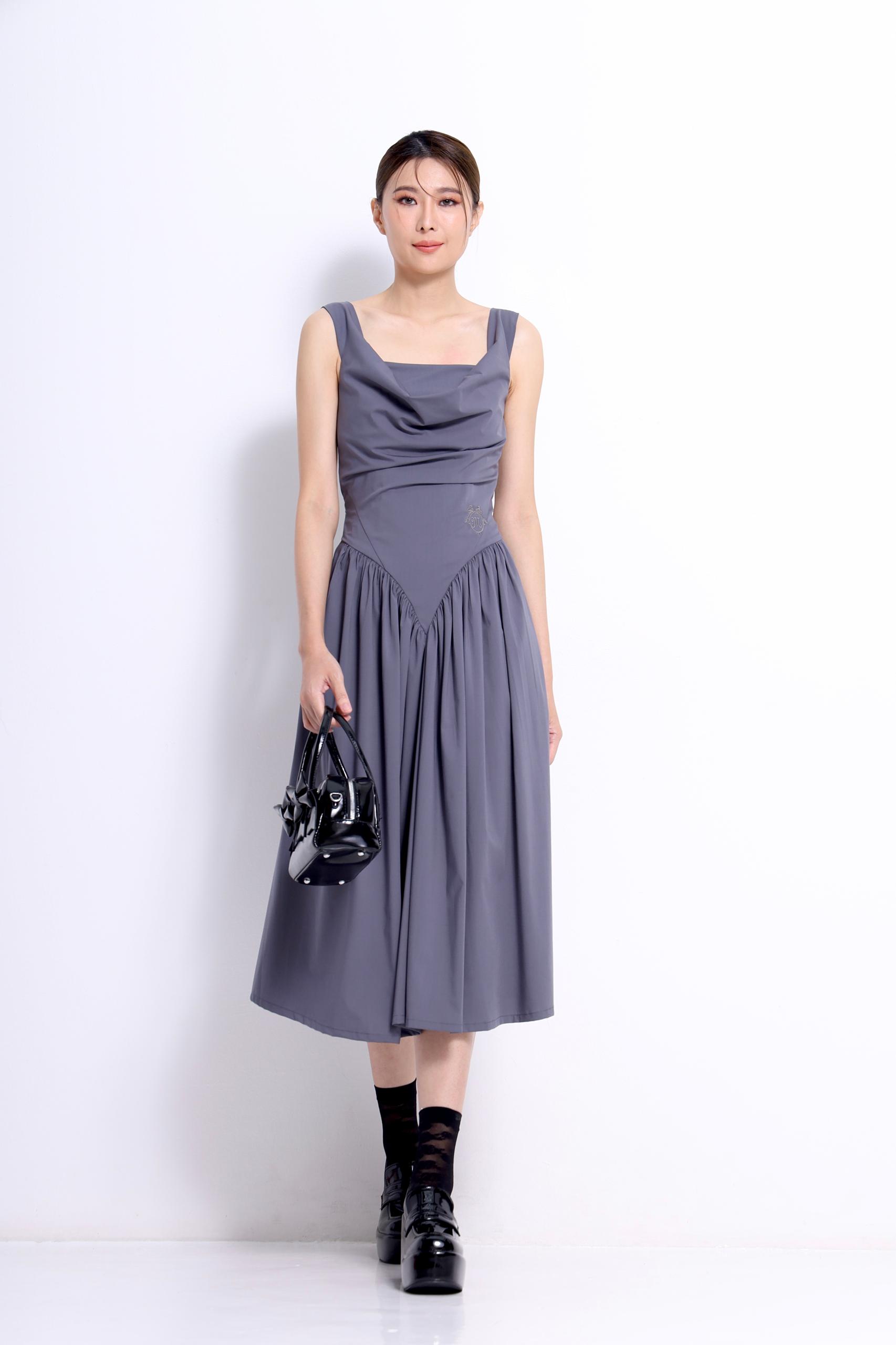 Draped Neckline Midi Sundress MK Glamour at bbN Designer Concept Store